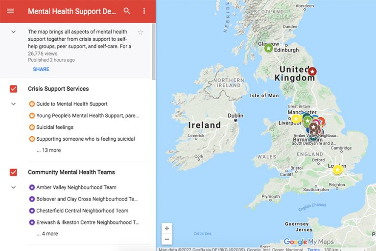 Interactive Map of Mental Health Support Services in Derbyshire | Arts ...